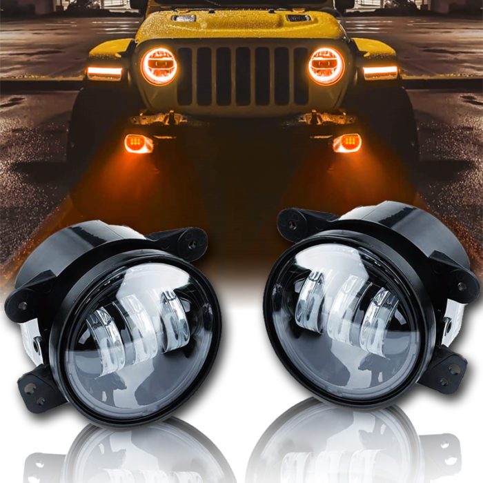 Doxmall For 2007-2018 Jeep Wrangler JK JKU 4 Inch Fog lights 60W Amber ...