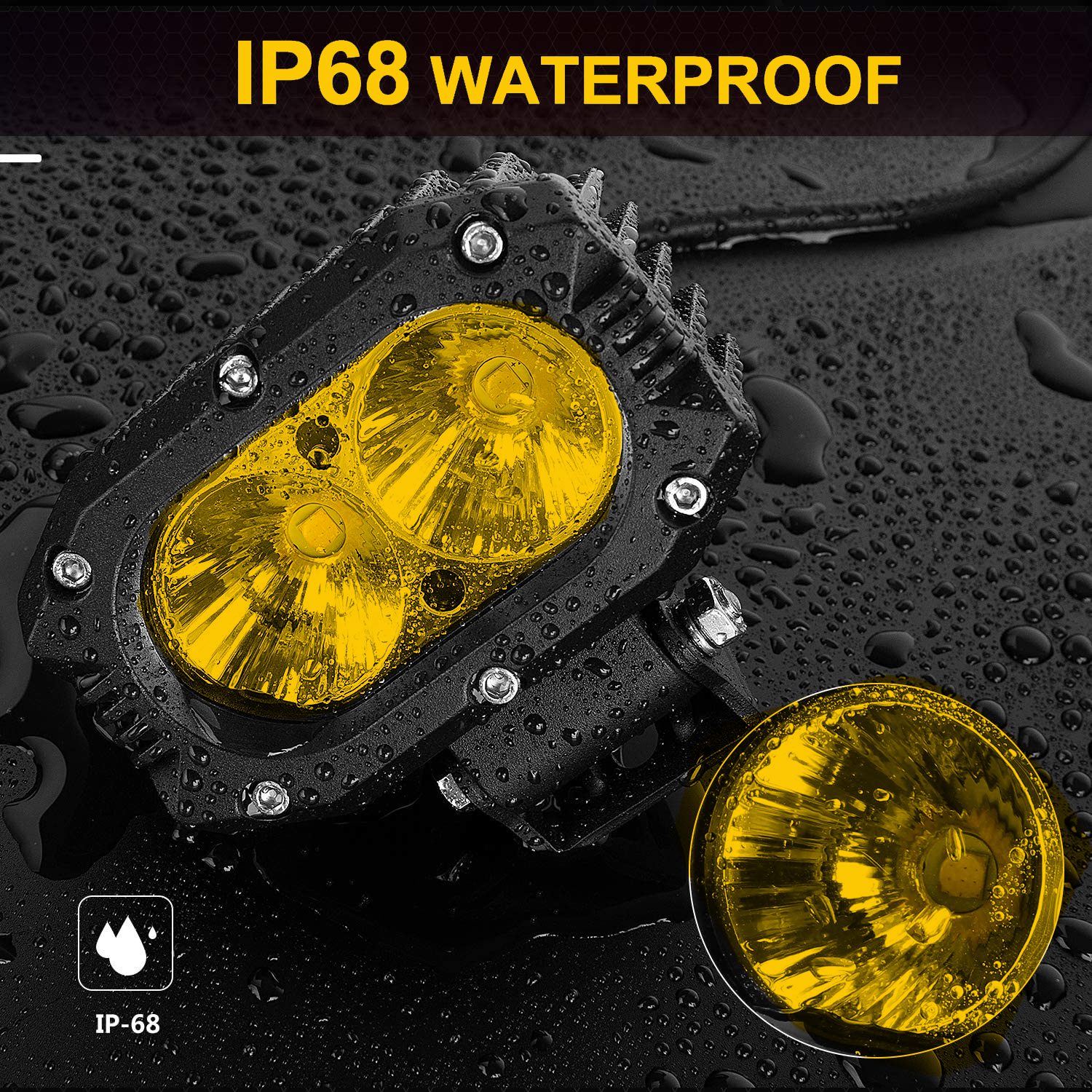 Doxmall LED Pod Lights 4 inch Spot Beam Amber Light Yellow Driving ...