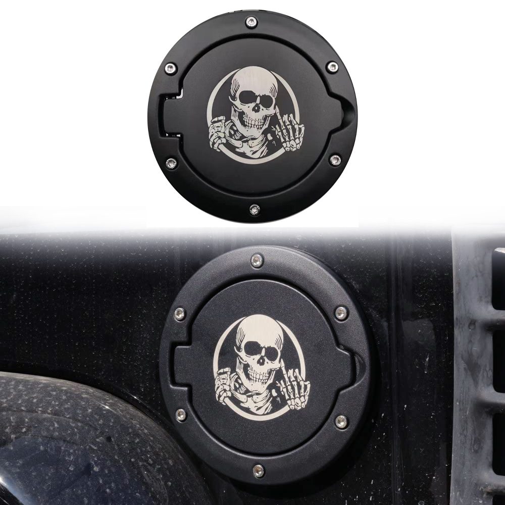 DOXMALL Wrangler Gas Cap Cover Black Skull Fuel Door Compatible with ...