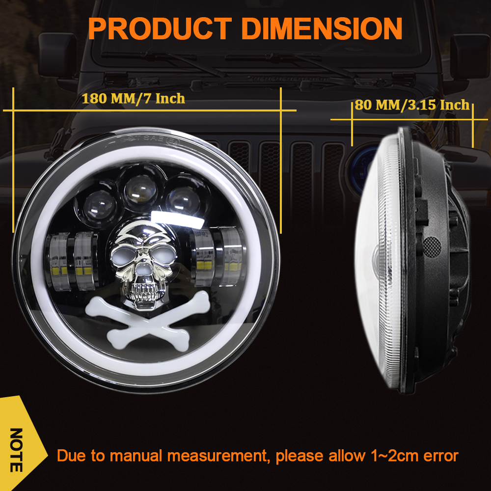 DOXMALL New Arrival 1 Pair RGB Skull LED Headlights with Bone Pattern ...