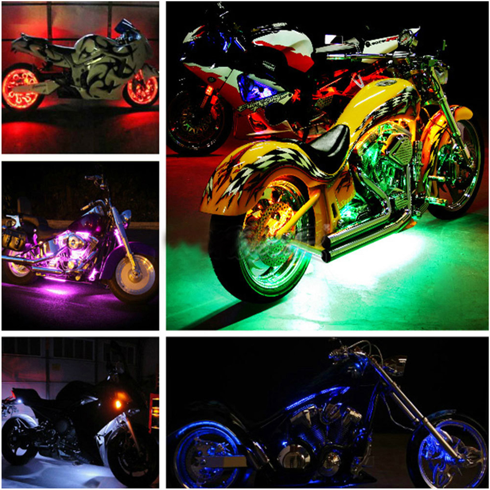 Doxmall 8PCS RGB Motorcycle Underglow led Light Kit Waterproof Multi ...
