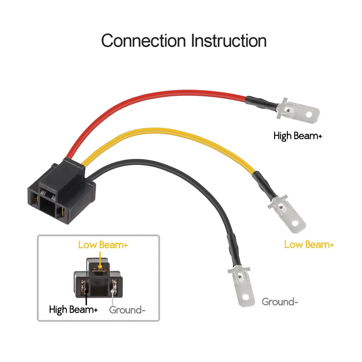 Doxmall H4 9003 Wiring Harness Headlights Wire Sockets H4 to 3Pin ...