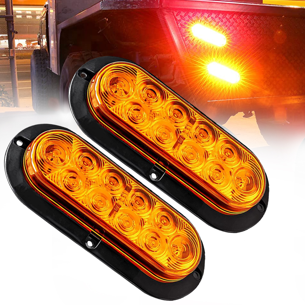 Doxmall 2Pcs Amber Oval LED Trailer Tail Light Kit Waterproof Turn ...