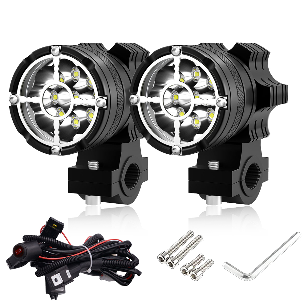 Doxmall 2Pcs Motorcycle LED Driving Lights 90W Spotlights Fog Light ...