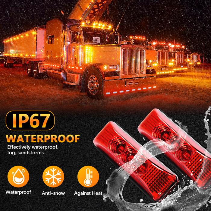 DOXMALL Led Clearance Light Indicator Light 3 LED Truck Trailer Red ...