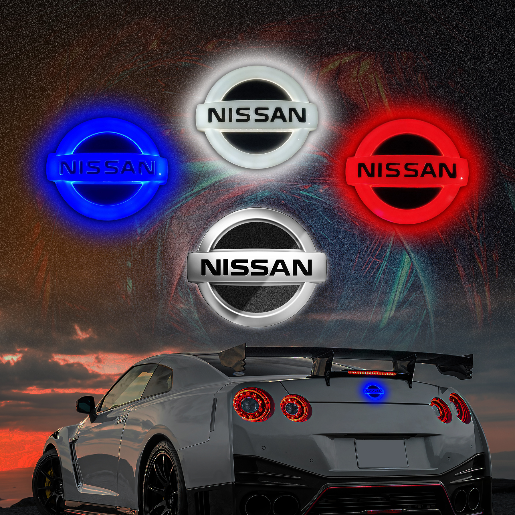 Nissan Led Emblem Car Rear Badge Nissan Logo Light with White Red Blue ...