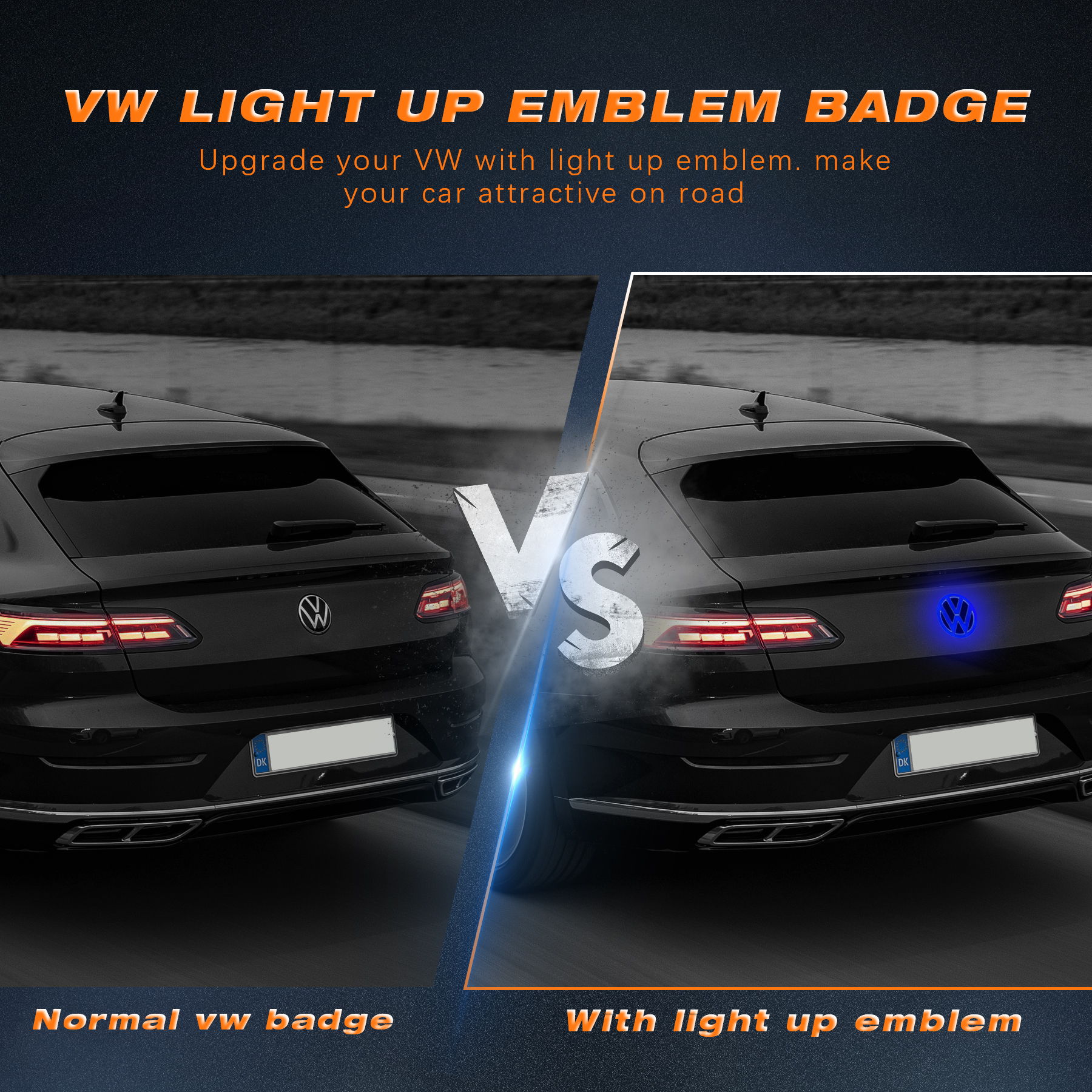 LED Volkswagen Emblem Rear VW Light Up Illuminated Badge with White Red ...