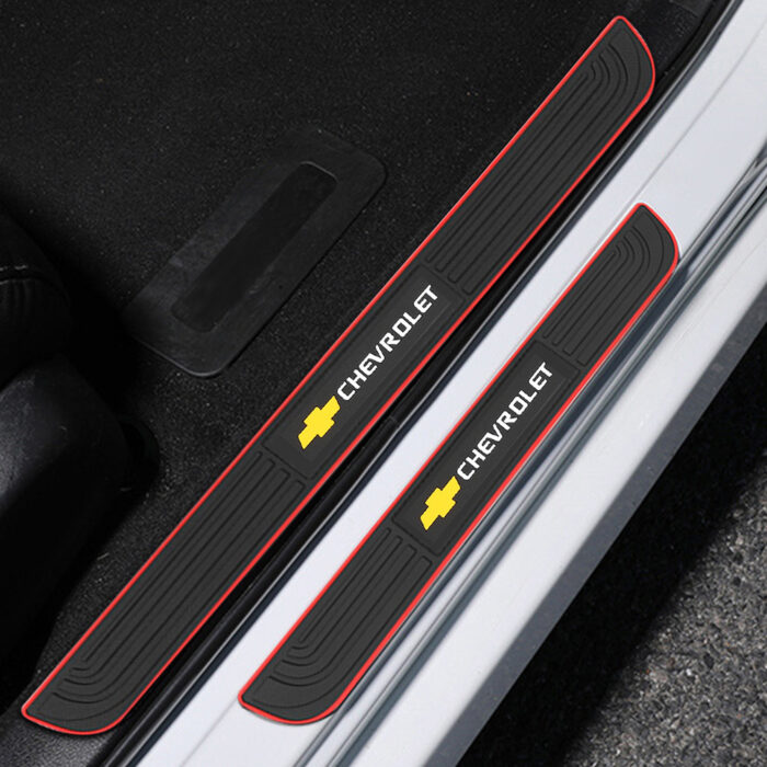 Chevrolet Logo Car Door Sill Protector Rubber Scuff Plate Trim ...