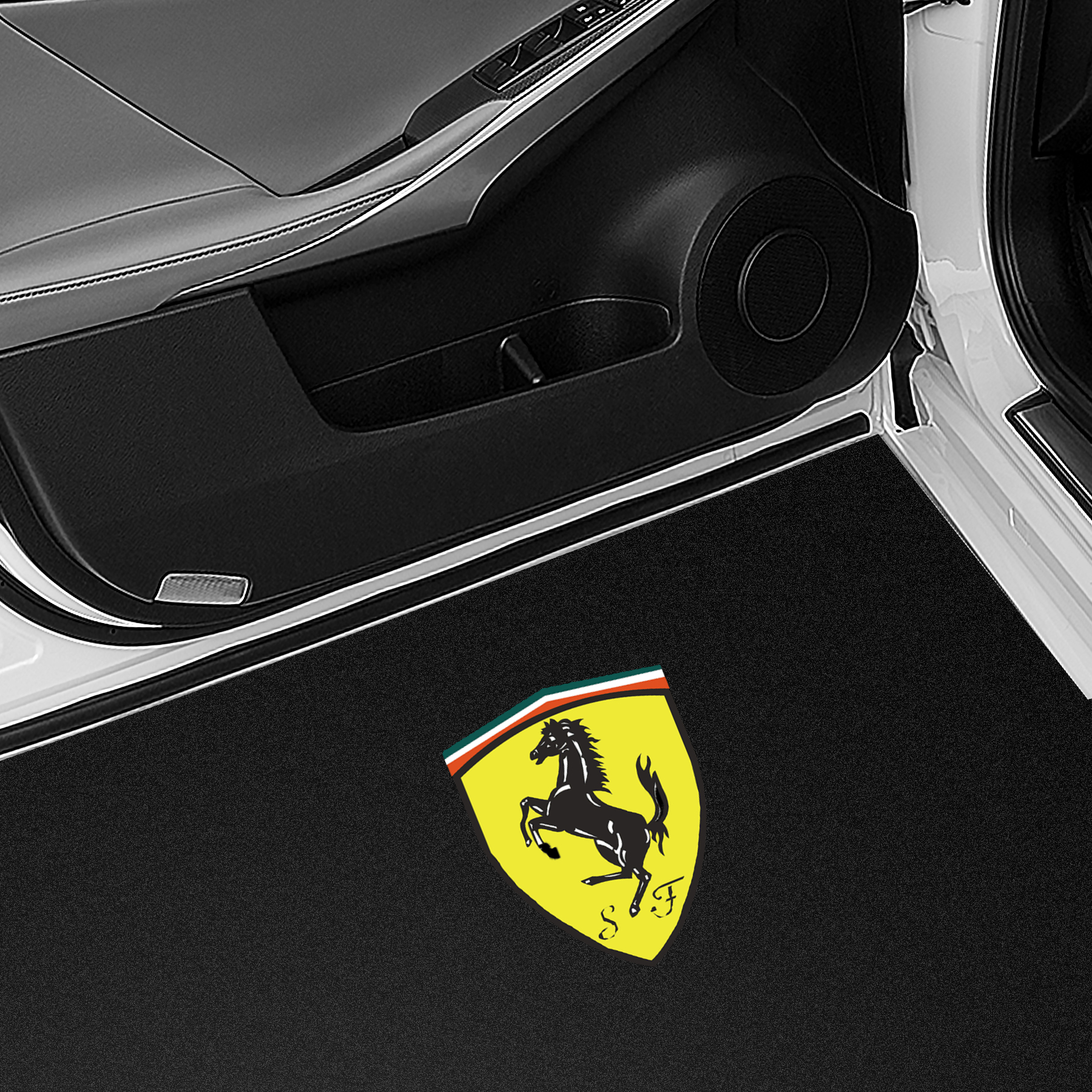 HD Ferrari Logo Courtesy Projector Lights No Fade Car Door Light ...