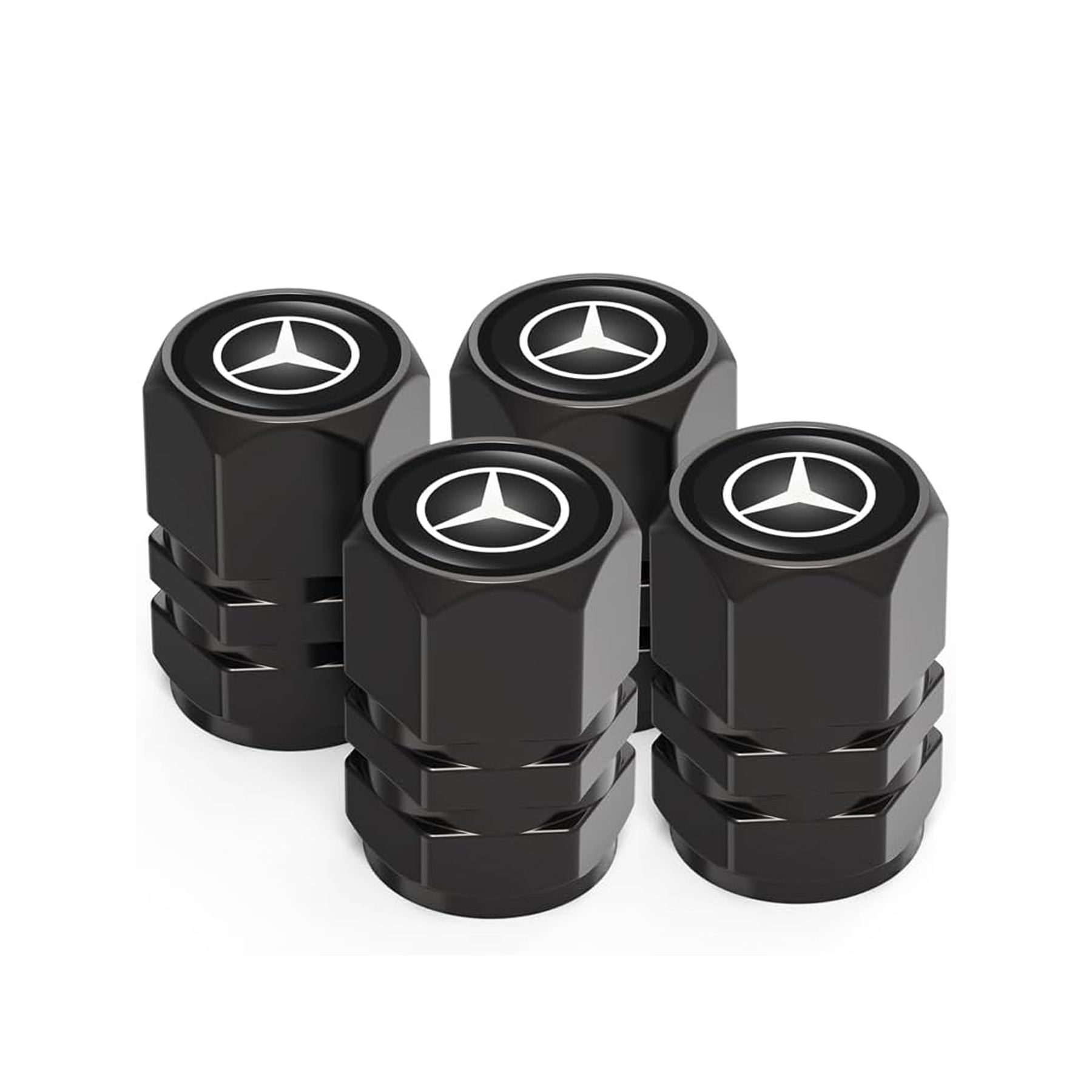 Mercedes Benz Logo Dust Caps Black Metal Tire Valve Stem Caps (4pcs ...