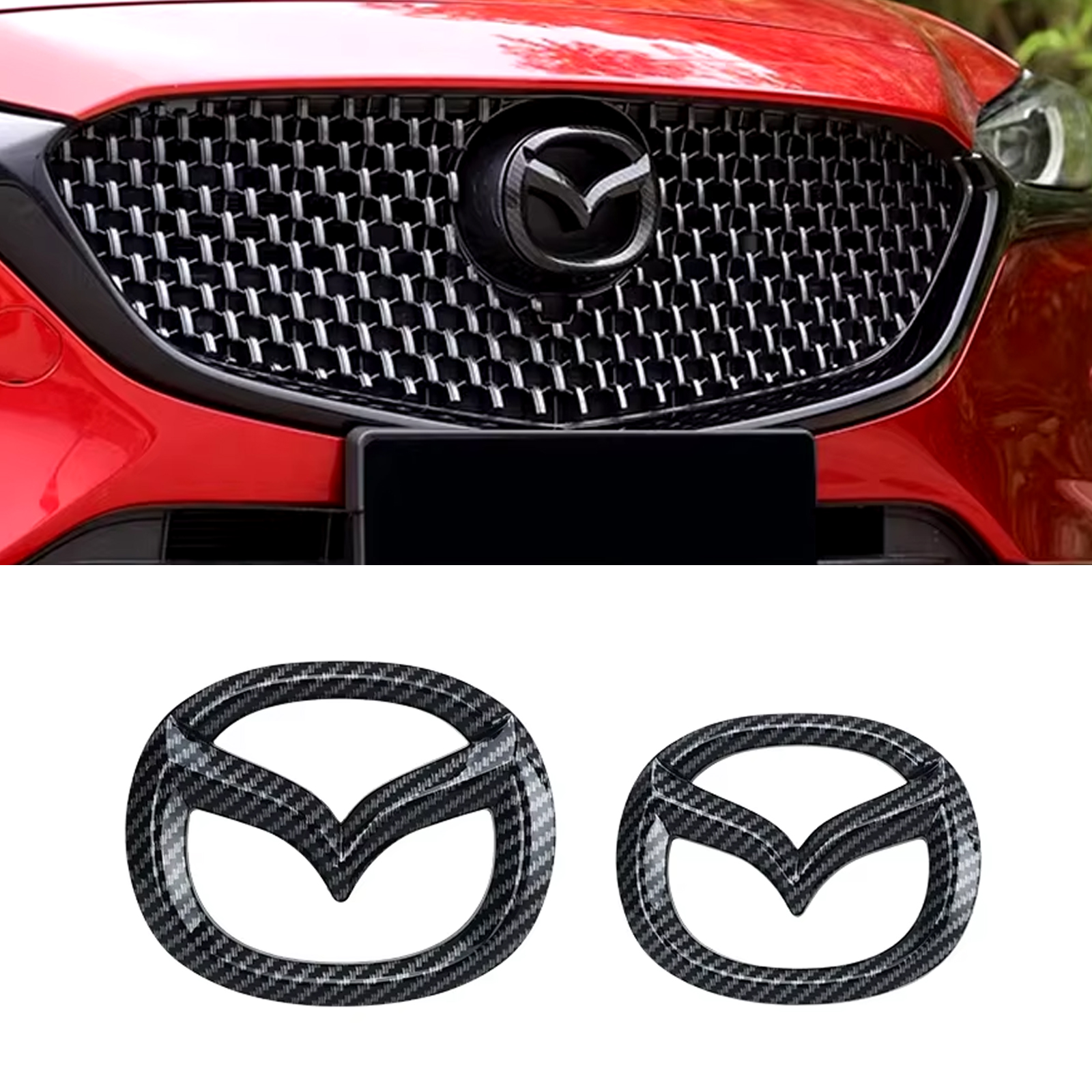 Mazda Logo Rear Front Grille Badge Lossless Installation Carbon Fiber ...