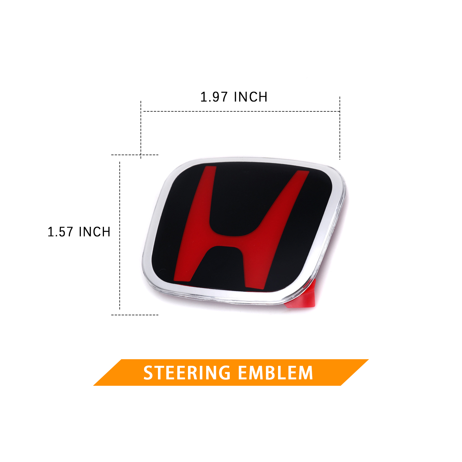 Black and Red Honda Emblem Badges Front+Rear+Steering Wheel Emblem for ...