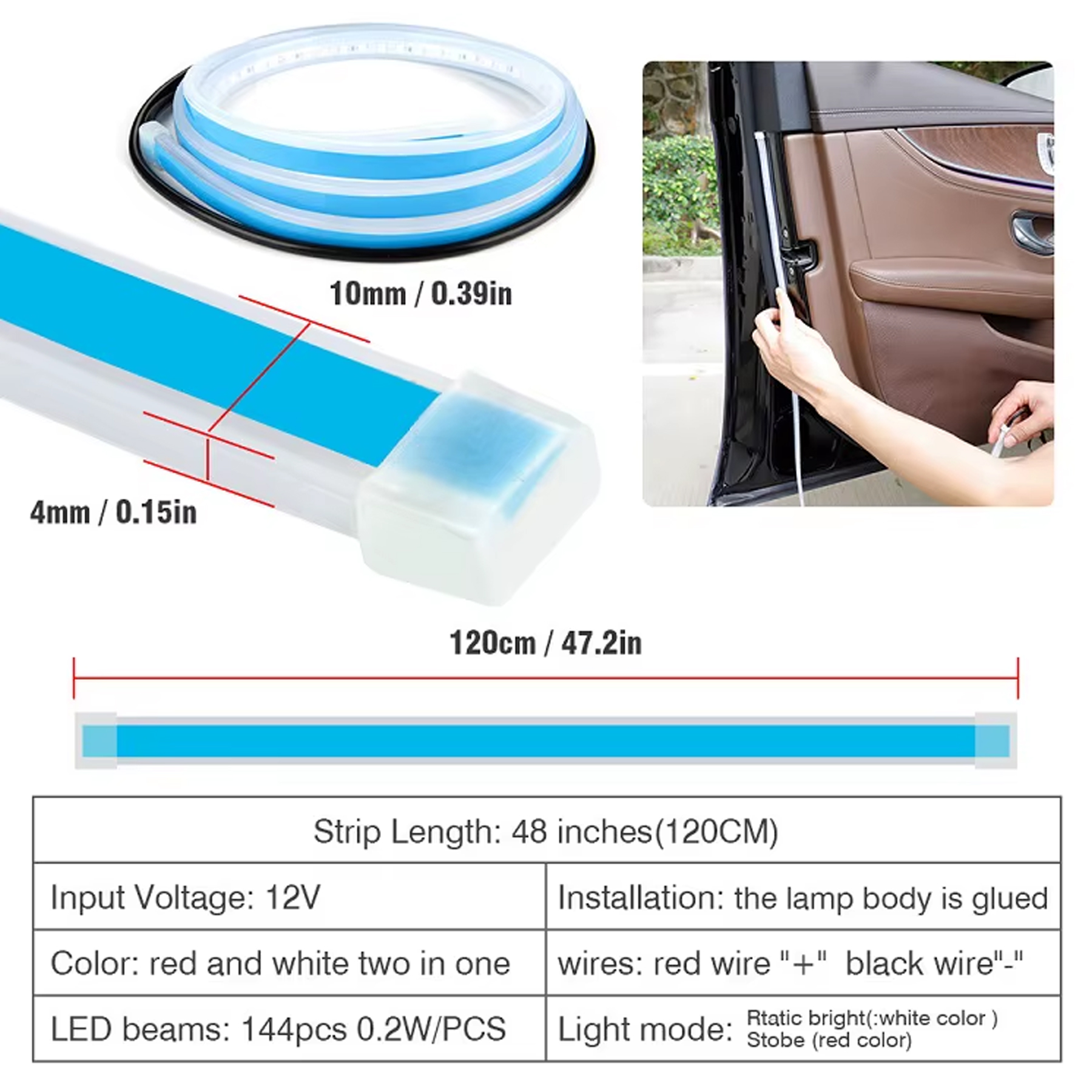 LED Door Welcome Light Strips, Door Opening Warning lights,47.24in Car ...