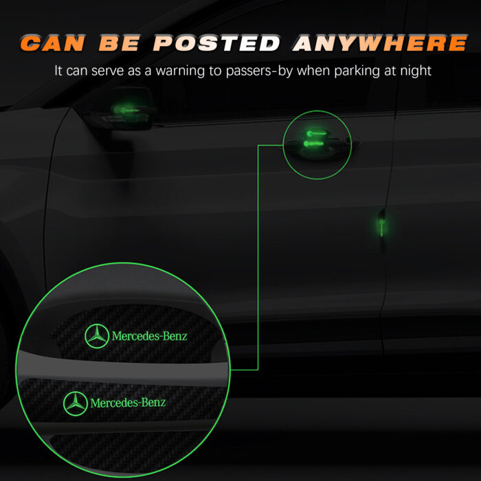 Mercedes Benz Logo Illuminated Car Door Handle Protector Carbon Fiber ...