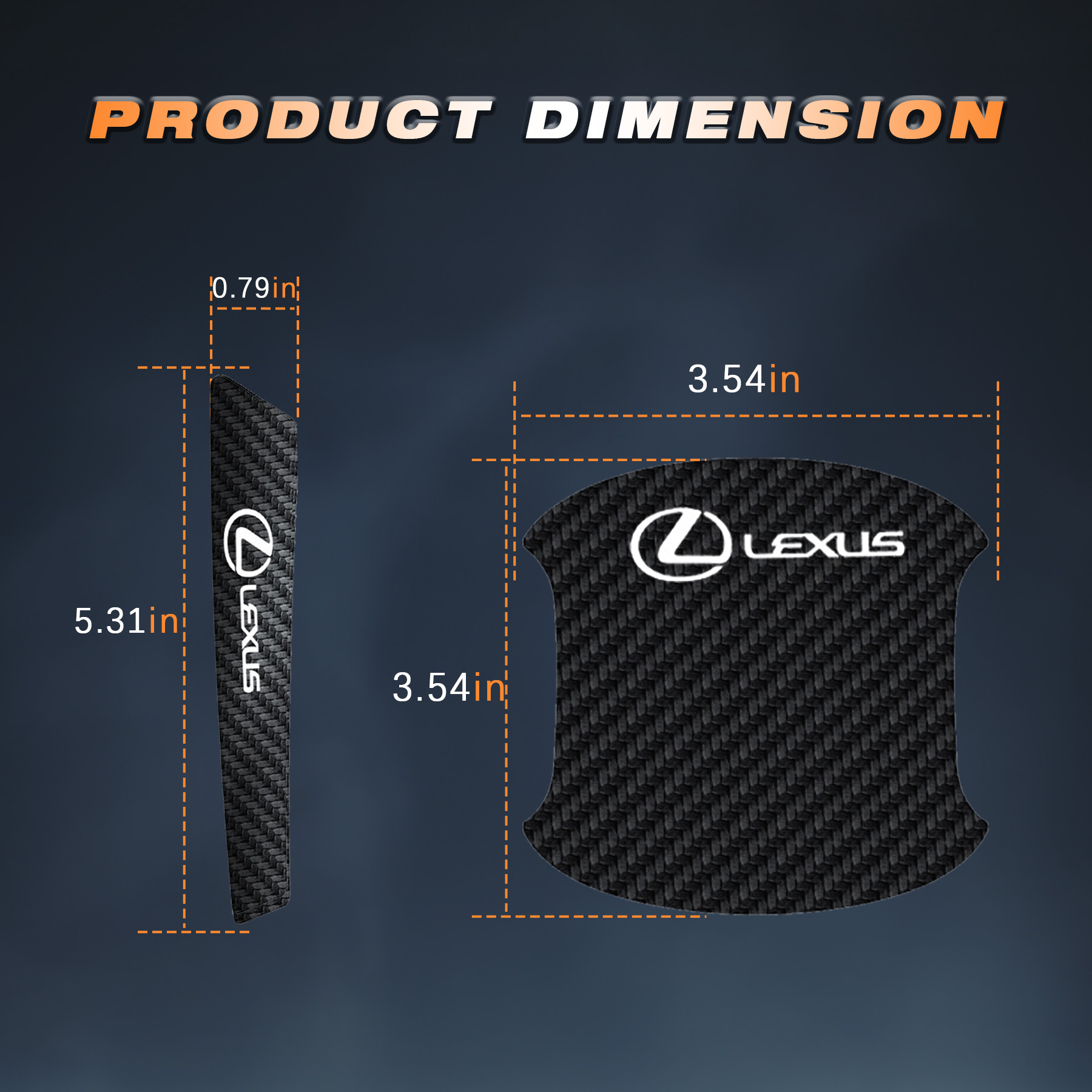 Lexus Logo Illuminated Car Door Handle Protector Carbon Fiber Rubber ...