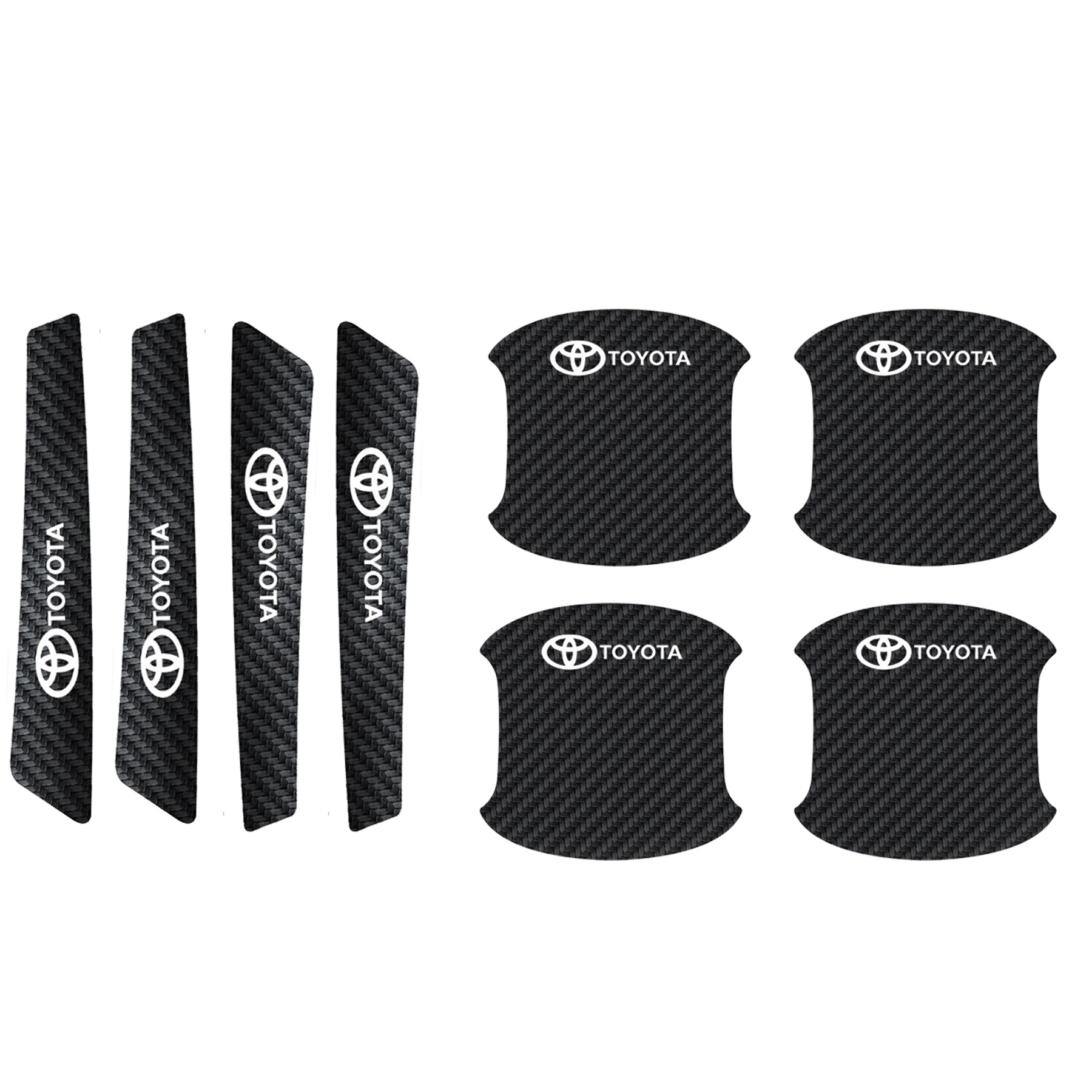 Toyota Logo Illuminated Car Door Handle Protector Carbon Fiber Rubber ...
