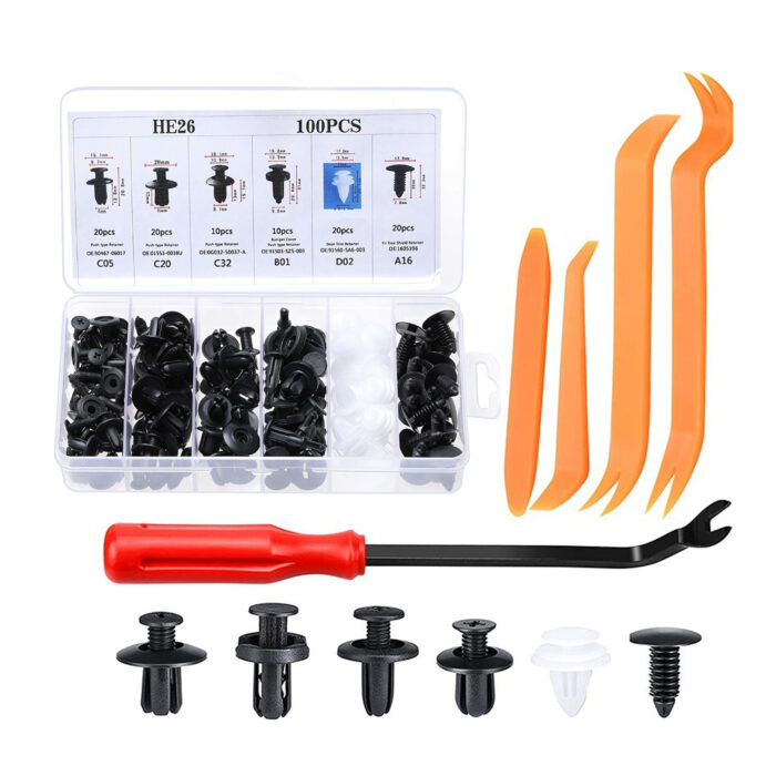 100pcs Car Clips 6 Sizes of Body Fixing Clips Car Bumpers Fenders and ...